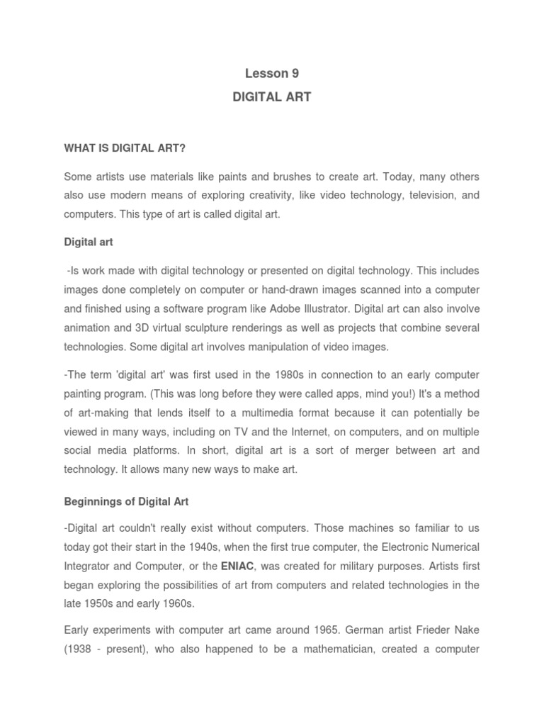 Lesson 9 Digital Art | PDF | Digital Photography | Image Scanner