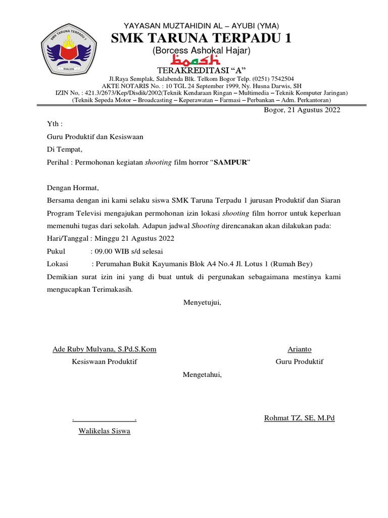Surat Izin Shooting RT | PDF