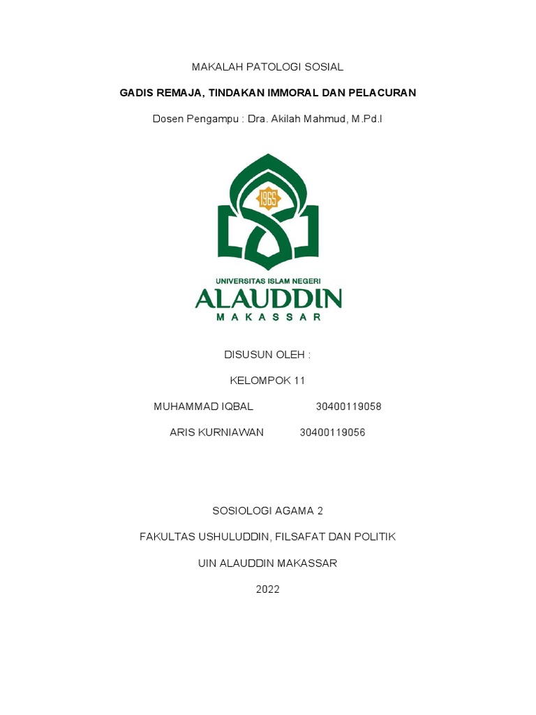 Makalah Patologi Sosial KLP 11 Revisi | PDF | Ilmu Sosial | Sains & Matematika