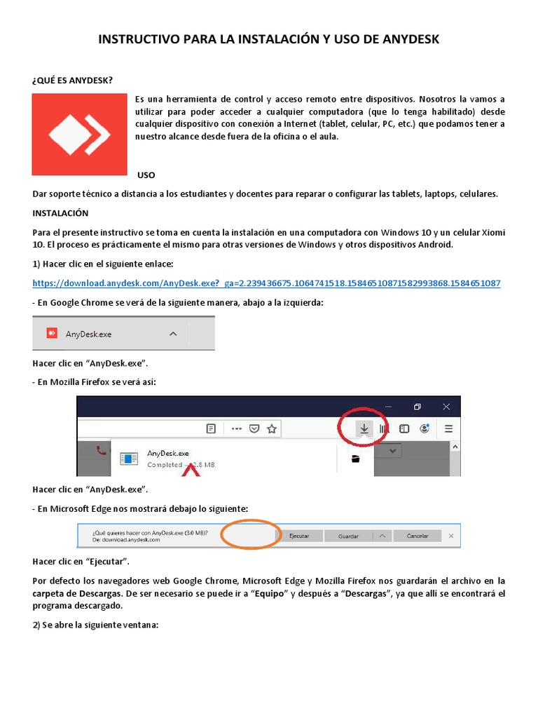 Instructivo para La Instalación y Uso de Anydesk | PDF | Microsoft Windows | Software