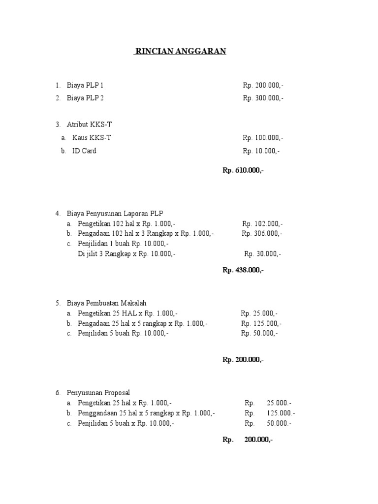 Rincian Anggaran | PDF