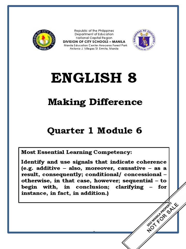 ENGLISH 8 - Q1 - Mod6 - Emphassis Markers... | PDF | Books | Learning