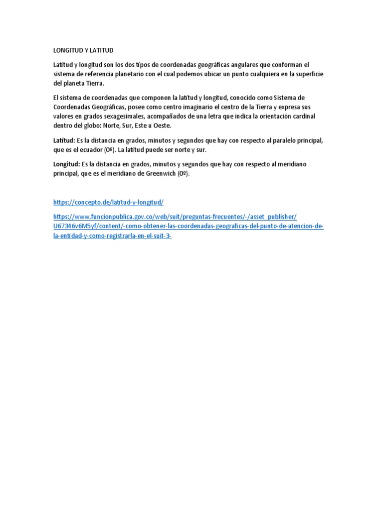 Definición de Latitud y Longitud | PDF | Ciencia y matemáticas