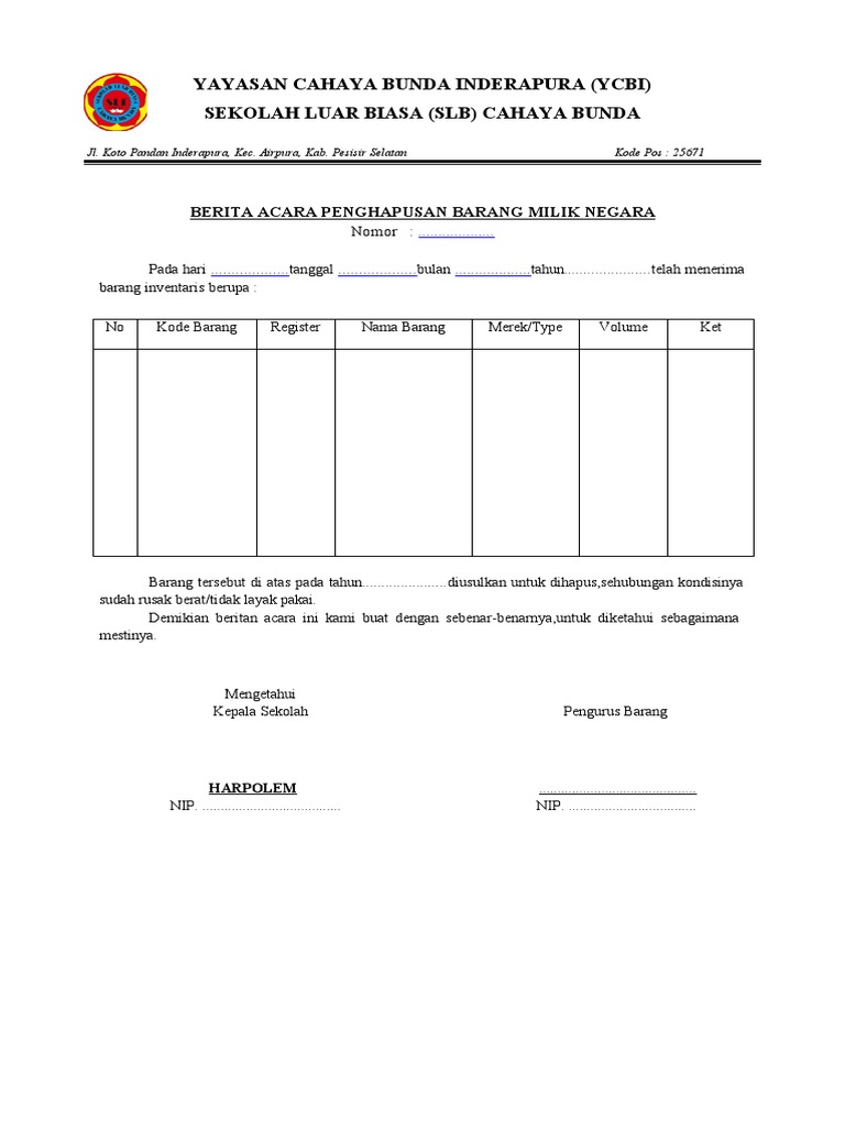 Berita Acara Penghapusan Barang | PDF