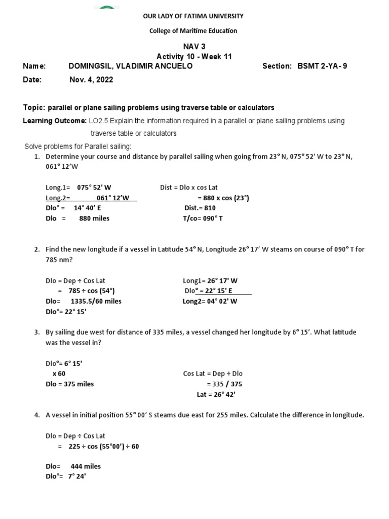 Maritime Navigation Exercises | PDF