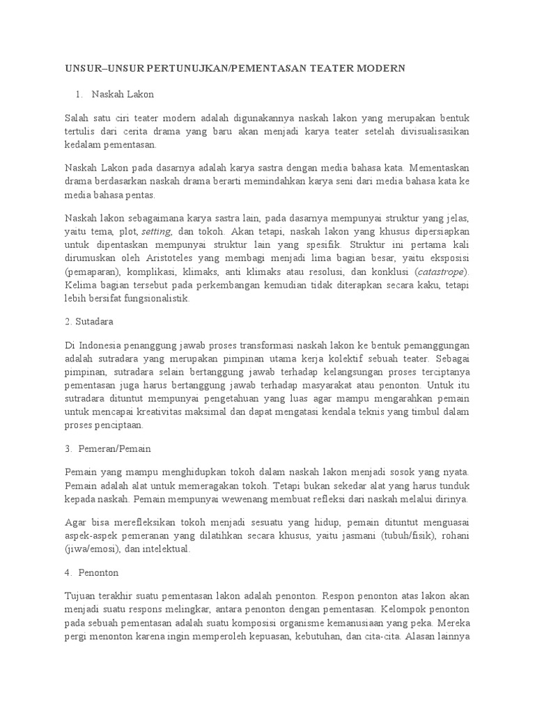 Unsur Penting dalam Teater Modern | PDF