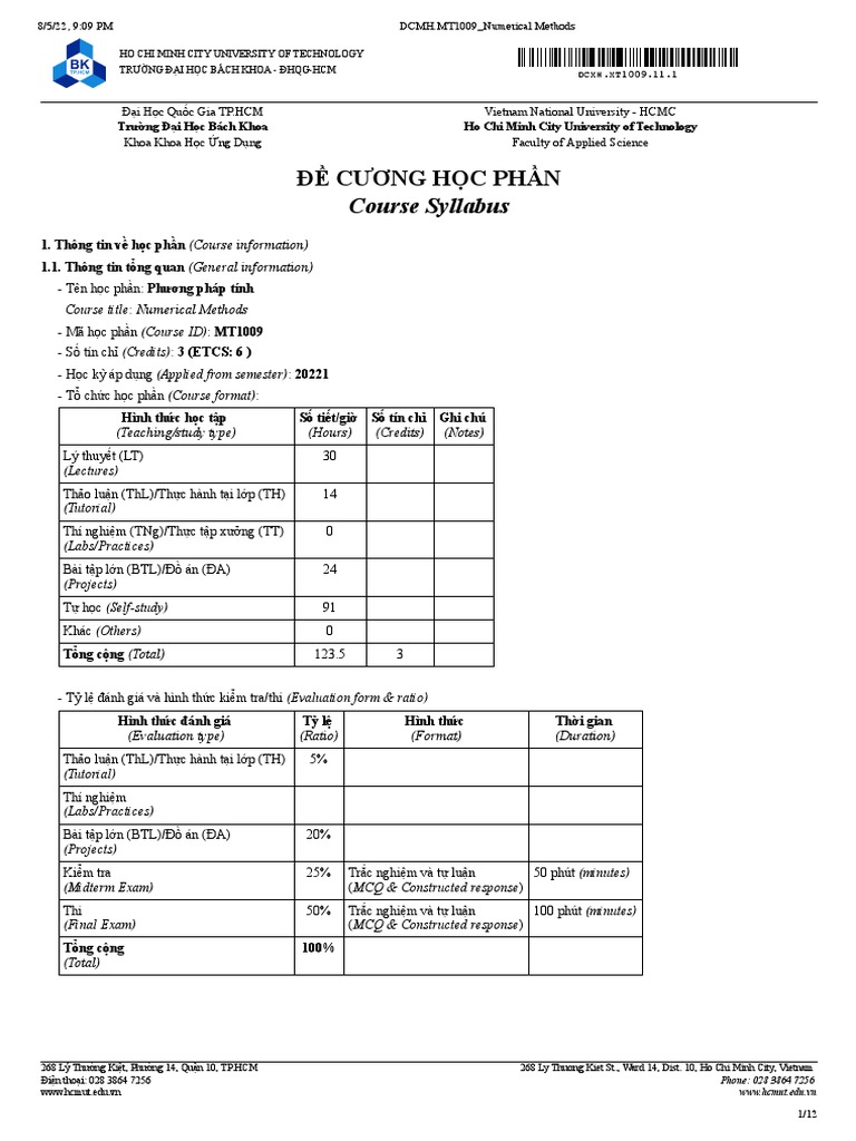 DCMH - MT1009 - Numerical Methods | PDF