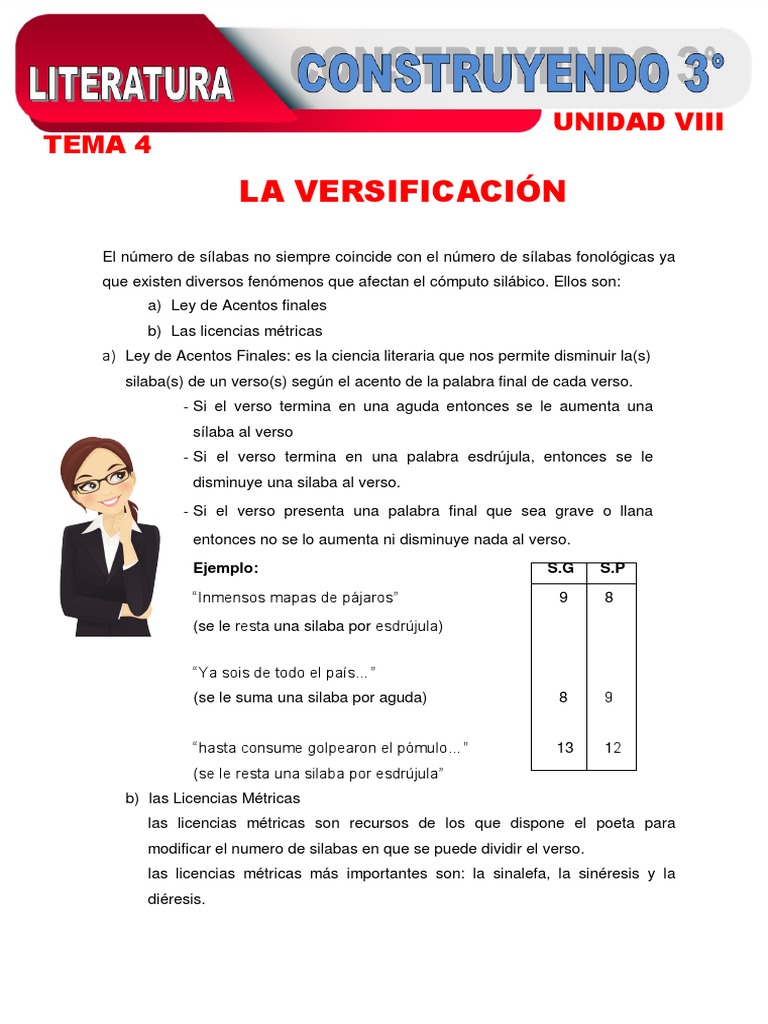 La Versificación | PDF | Sílaba | Metro (poesía)