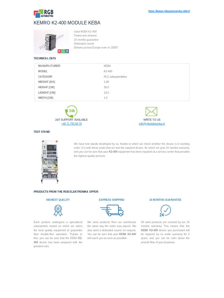 K2-400 KEBA - Product Information | PDF | Packaging And Labeling ...