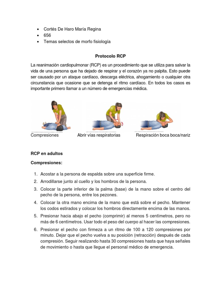 Protocolo RCP | PDF | Reanimación cardiopulmonar | Emergencias Médicas