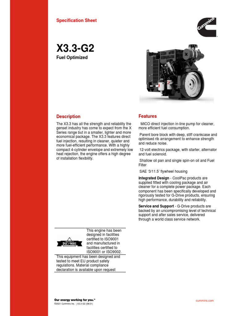 Fuel Optimized: Specification Sheet | PDF | Engines | Horsepower