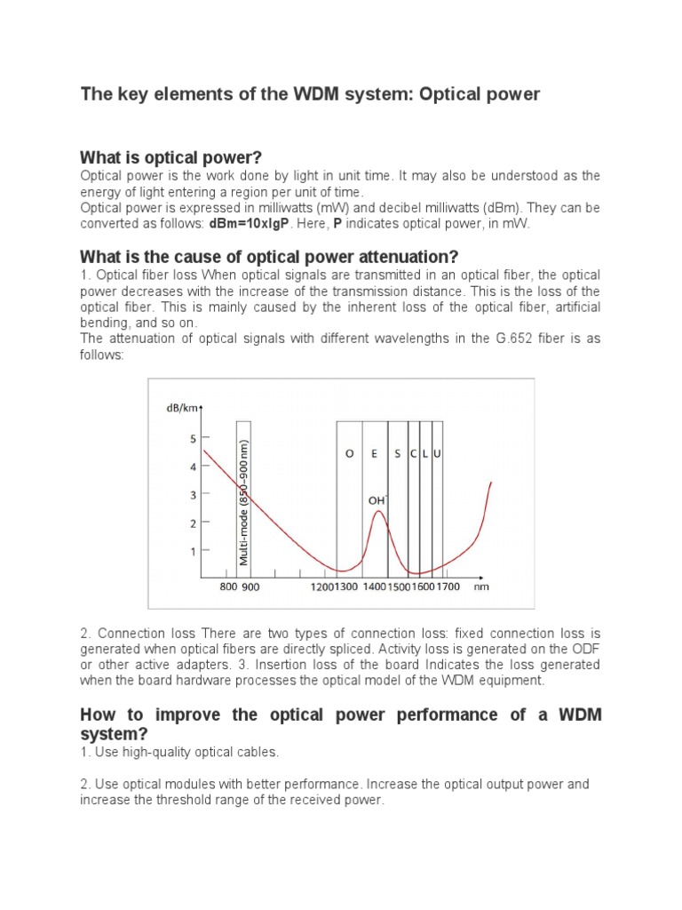 The Key Elements of The WDM System | PDF | Optical Fiber | Wavelength ...