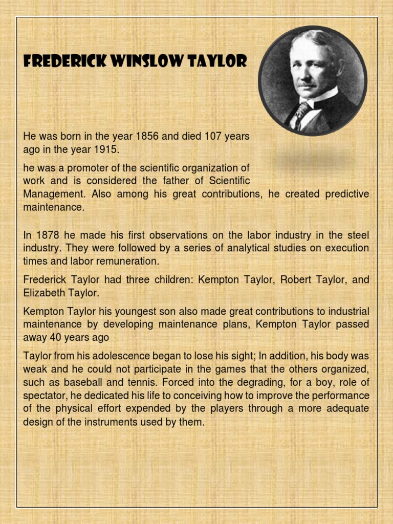 Frederick Winslow Taylor David. | PDF