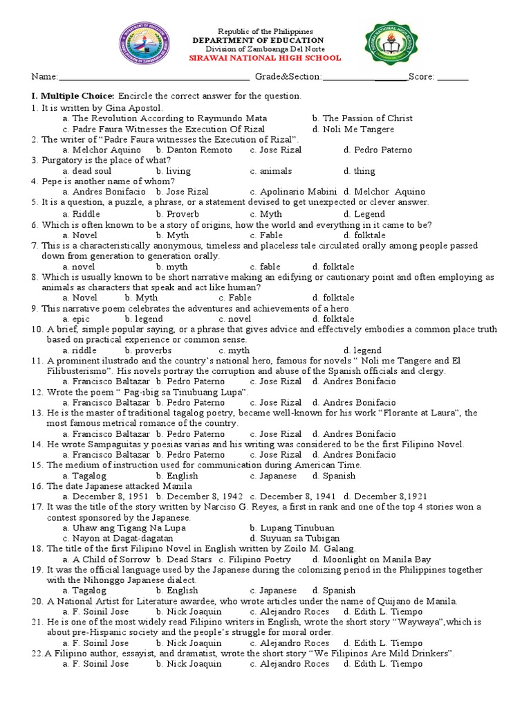 Exam | PDF | Test (Assessment) | Tagalog Language