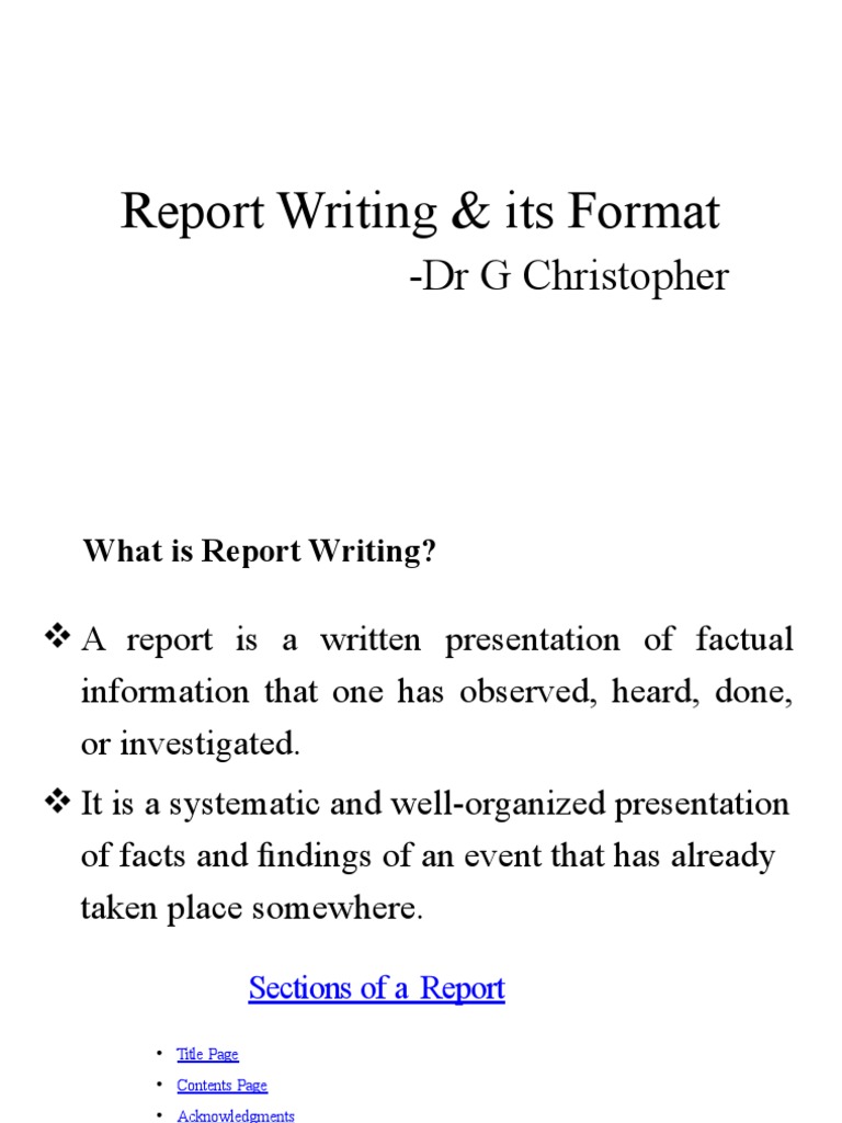 Report Writing & It's Format-MAIN | PDF | Verb | Subject (Grammar)