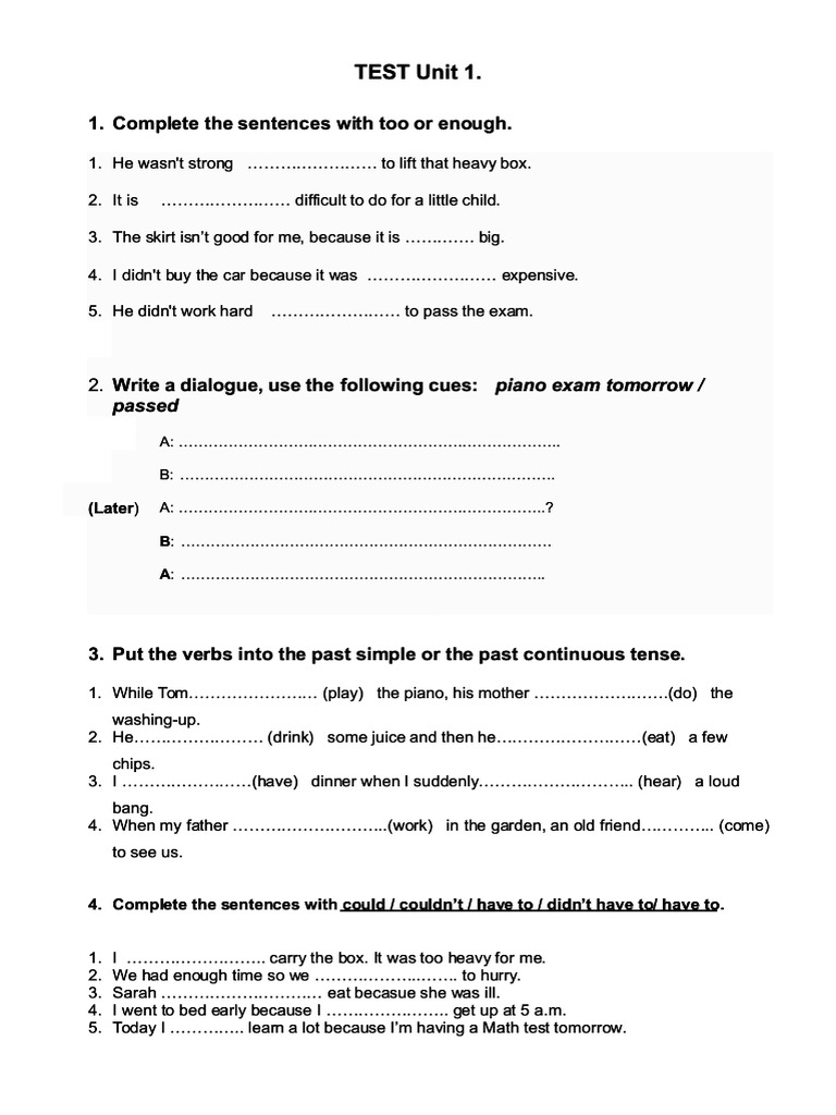 Project 4 Unit 1 Test Overview | PDF