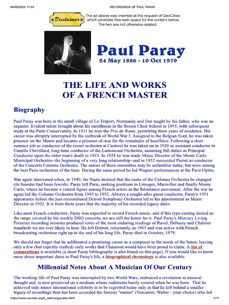 Recordings of Paul Paray | PDF
