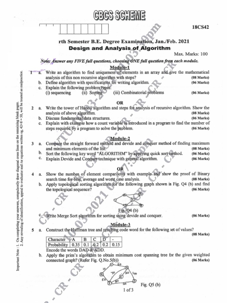 18CS42 Design and Analysis of Algorithms | PDF | Mathematical Analysis ...