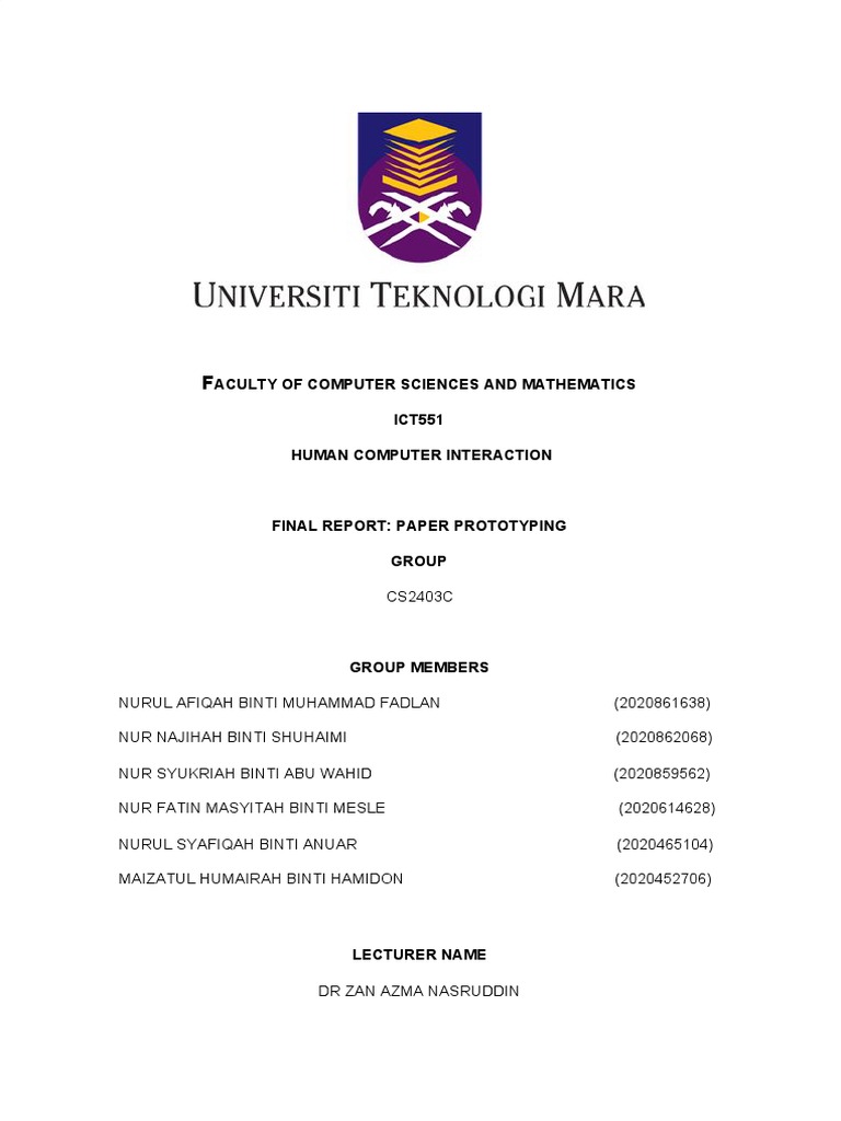FinalReport ICT551 | PDF | Software Prototyping | Usability