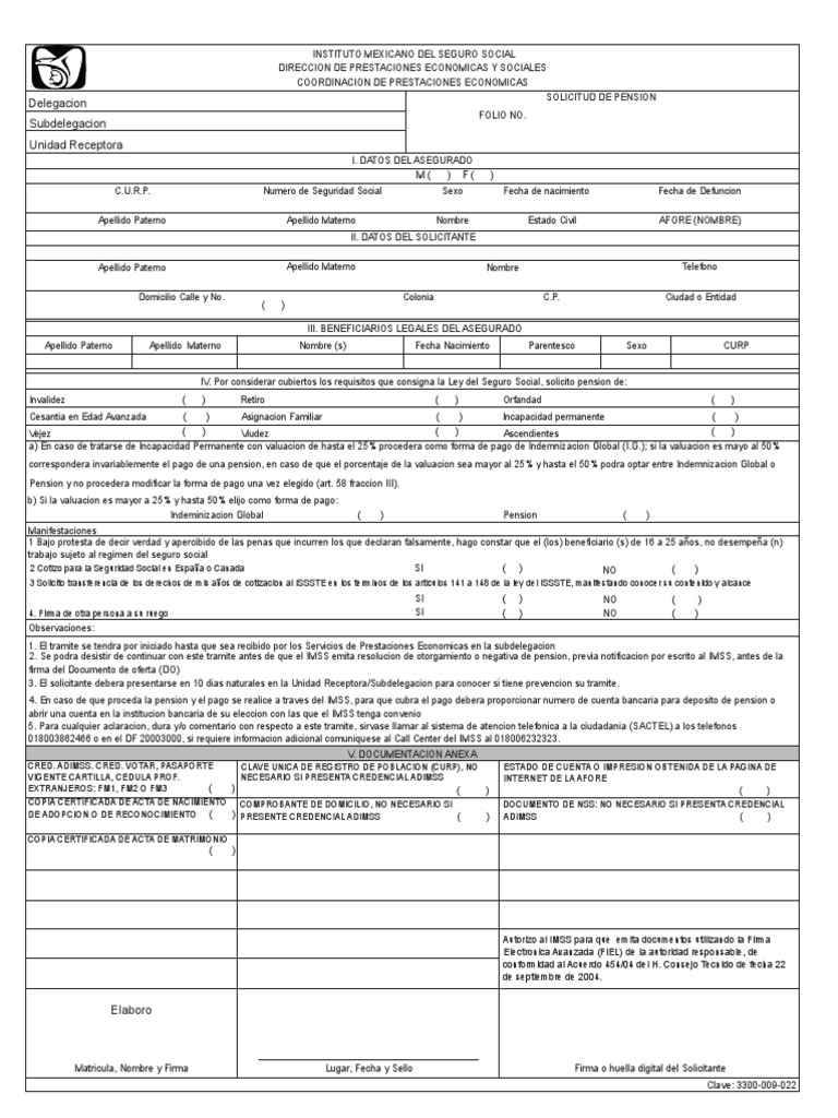 Solicitud de Pensionados Imss | PDF | Gobierno | Instituciones sociales