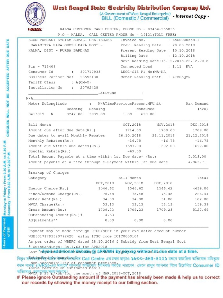E Bill Factory Kalna | PDF | Electricity | Economies