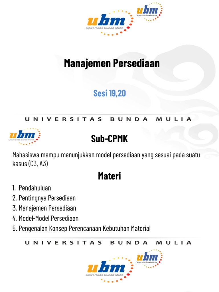 PB9MAT - 9. Week 10 - Manajemen Persediaan | PDF