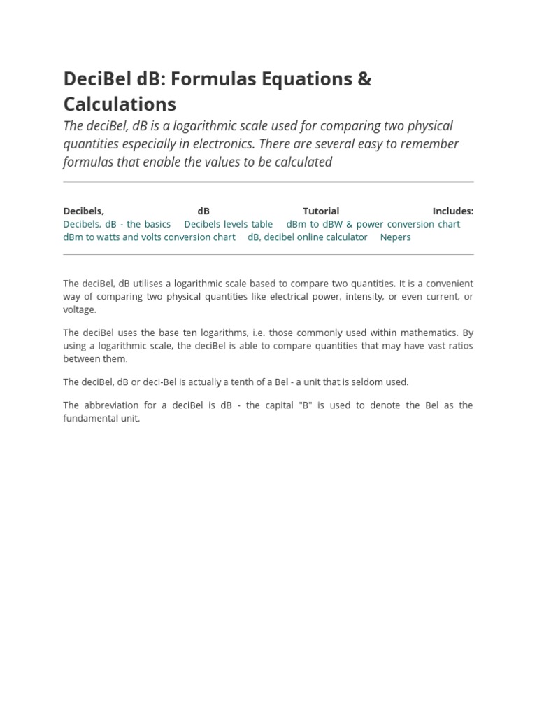 DeciBel DB | Download Free PDF | Decibel | Physical Quantities