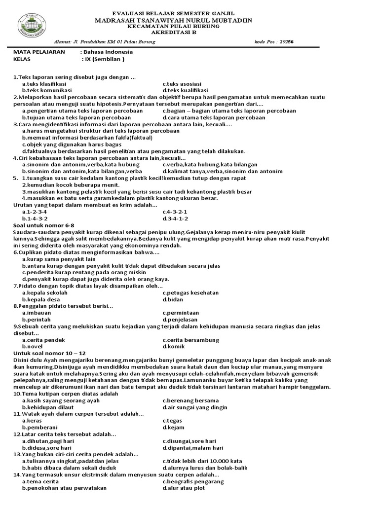 B.indonesia Kls 9 | PDF