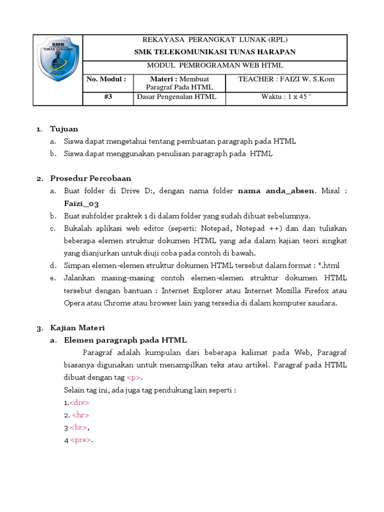 Modul HTML 3 | PDF | Komputer | Teknologi & Rekayasa