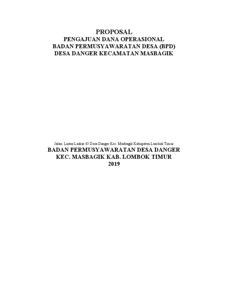 Proposal Dana Operasional BPD Danger | PDF