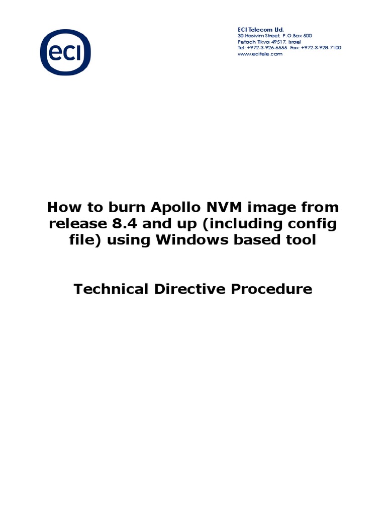 Apollo Windows NVM Image Burning Procedure Including Config For v8.4 ...