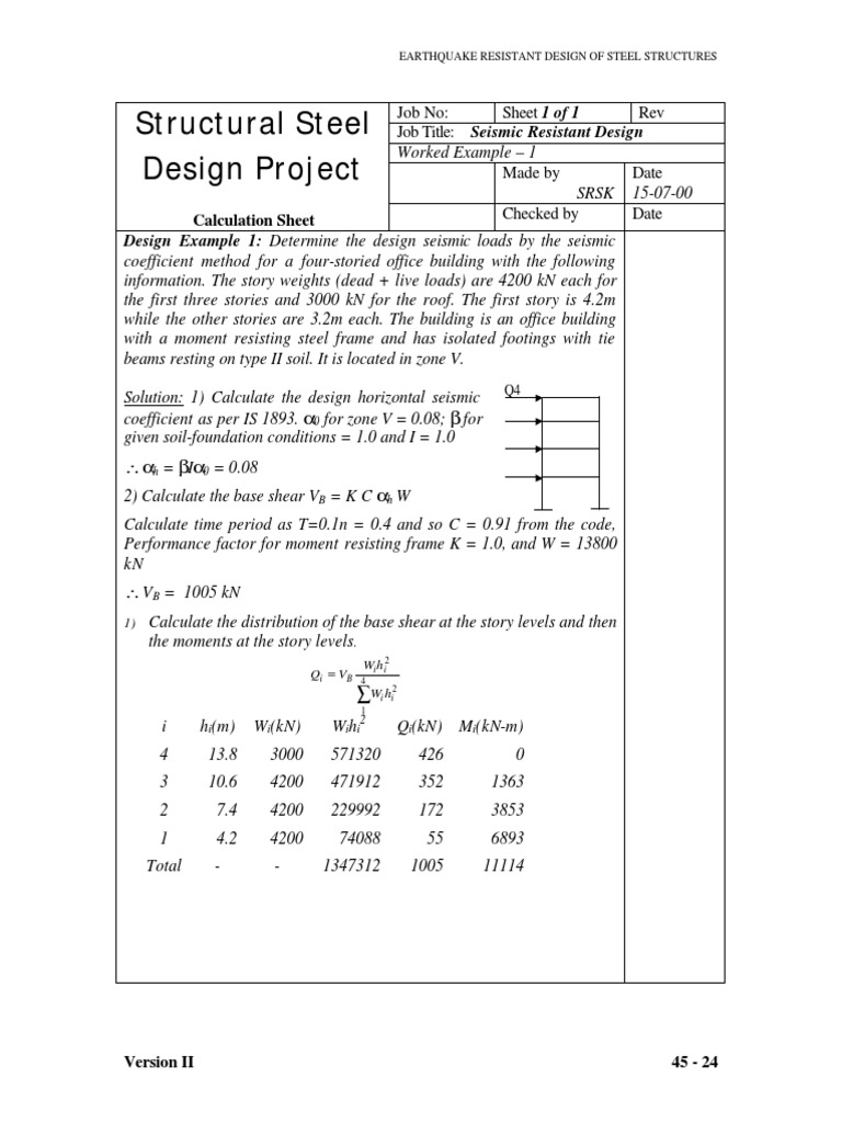 Structural Steel Design Project: Calculation Sheet | PDF