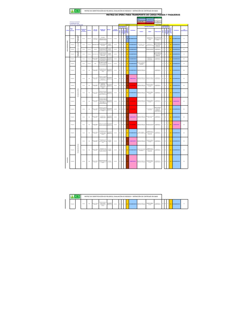 Matriz Miper para Transporte de Carga y Pasajeros | PDF | Seguridad ...