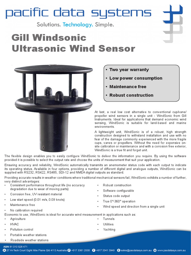 ANEMÔMETRO- WINDSONIC | PDF | Metrology | Manufactured Goods