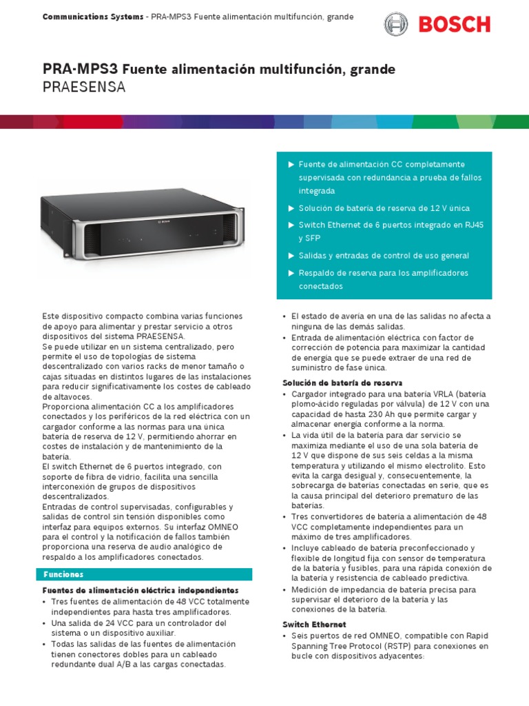 Bosch Fuente para 3 Amplificadores - PRA - MPS3 - Multifuncti - Data ...