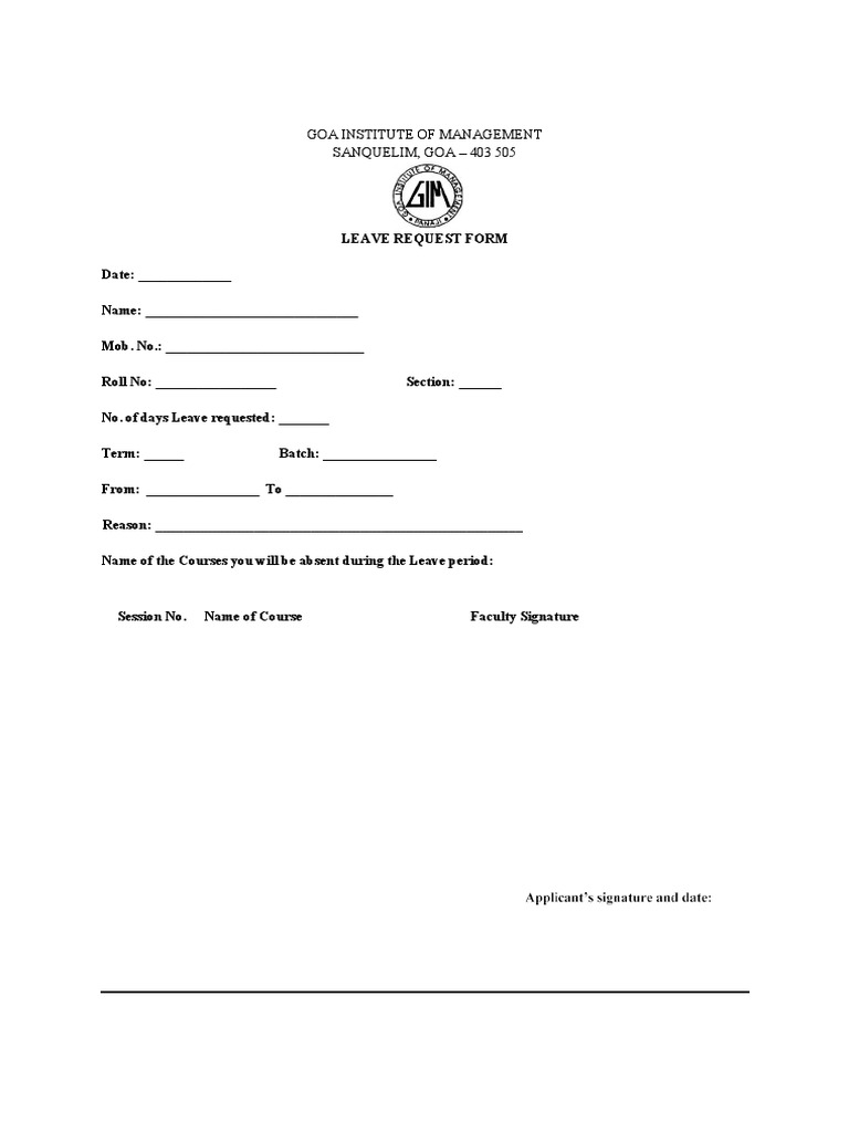 Leave Form | PDF