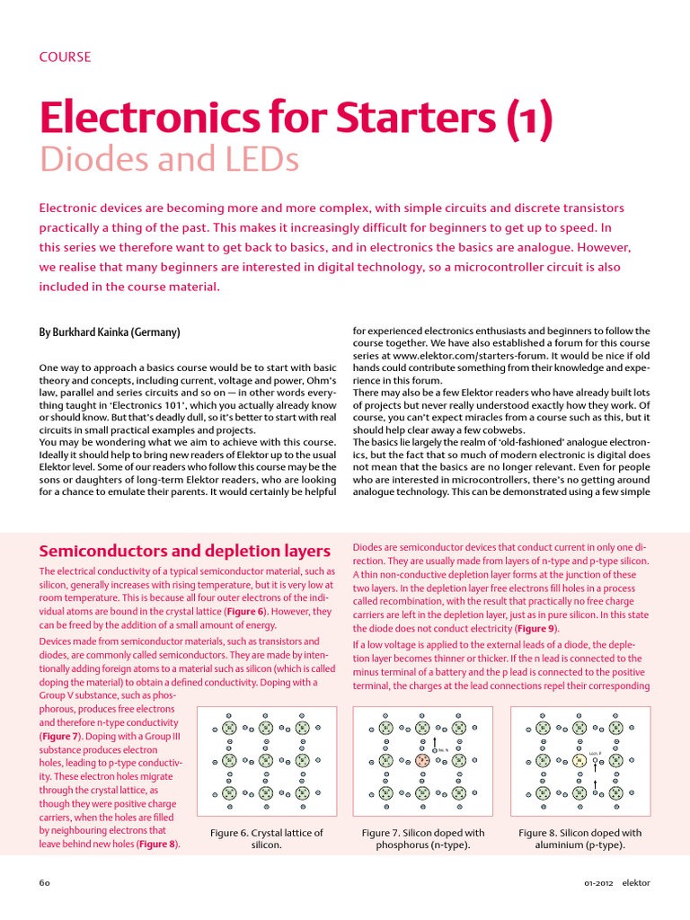 Electronics For Starters 1 - Diodes and LEDs | PDF | Diode | Semiconductors