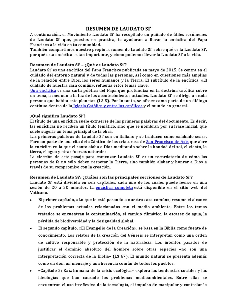 Resumen de Laudato Si | PDF