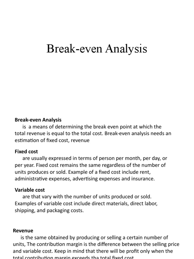 Week 5 - Break-Even Analysis | PDF | Marketing | Business