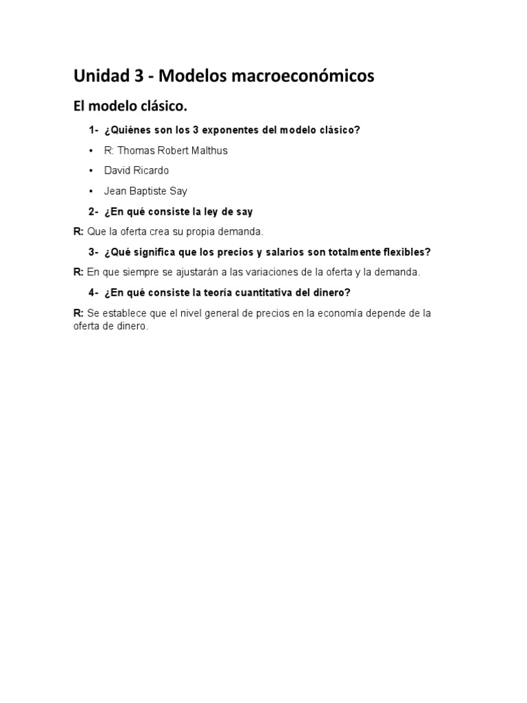 Preguntas Modelo Clasico | PDF