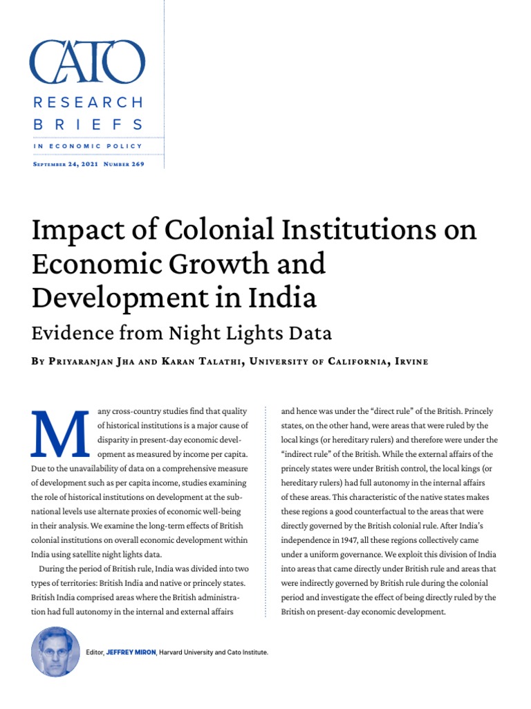 Impact of Colonial Institutions On Economic Growth and Development in ...