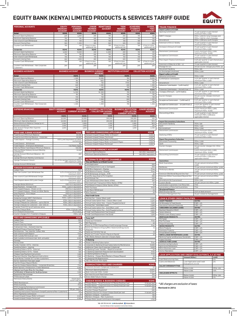 Tariff Guide | PDF | Cheque | Banks