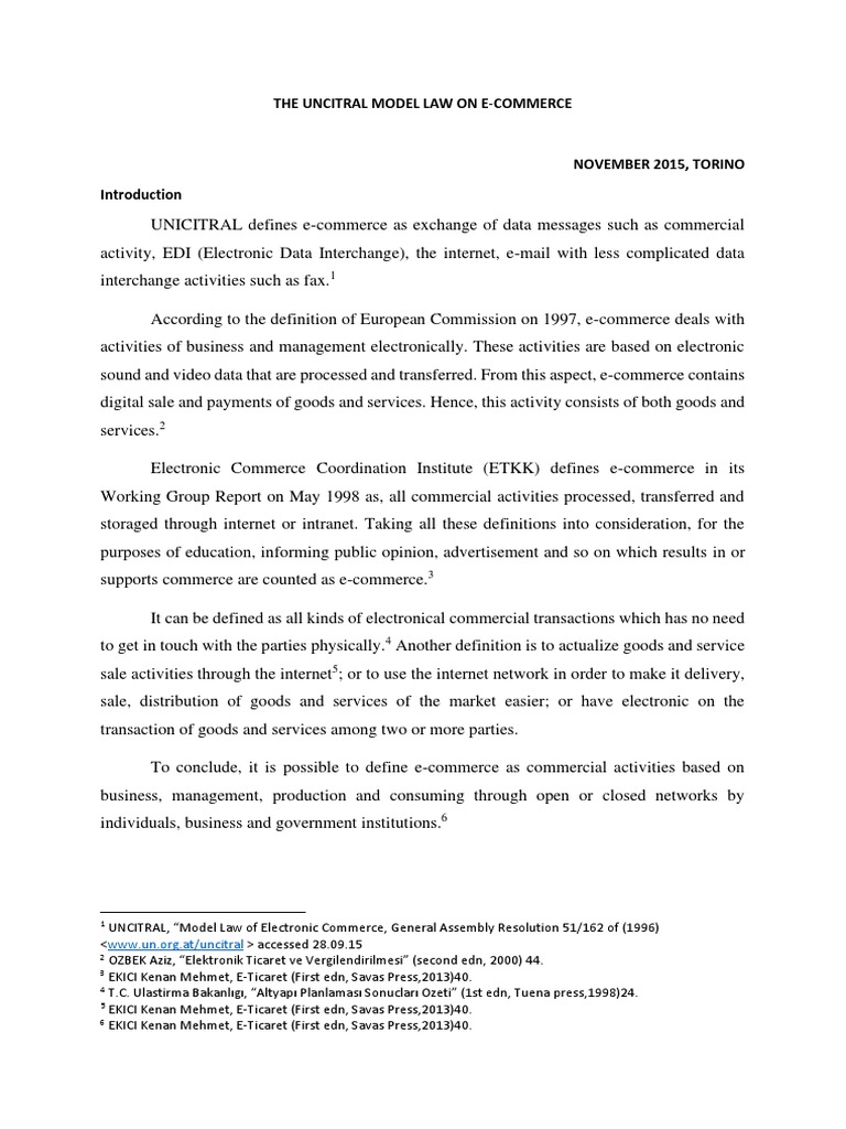 The Uncitral Model Law On e Commerce | PDF | E Commerce | Information