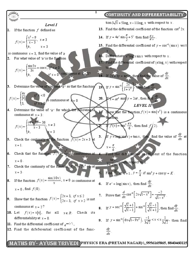 Physics Era (Differentiability and Continuity) | PDF | Trigonometric Functions | Function ...