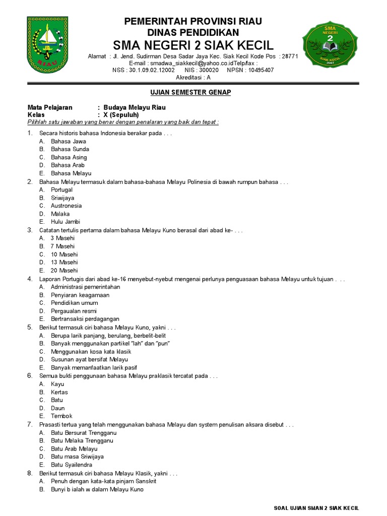 Soal BMR KLS X | PDF