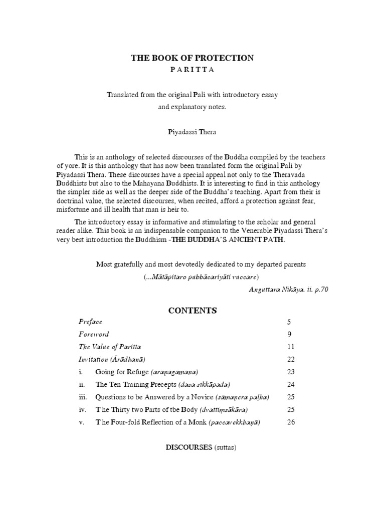 The Book of Protection - P A R I T T A | PDF | Buddhist Texts | Gautama ...
