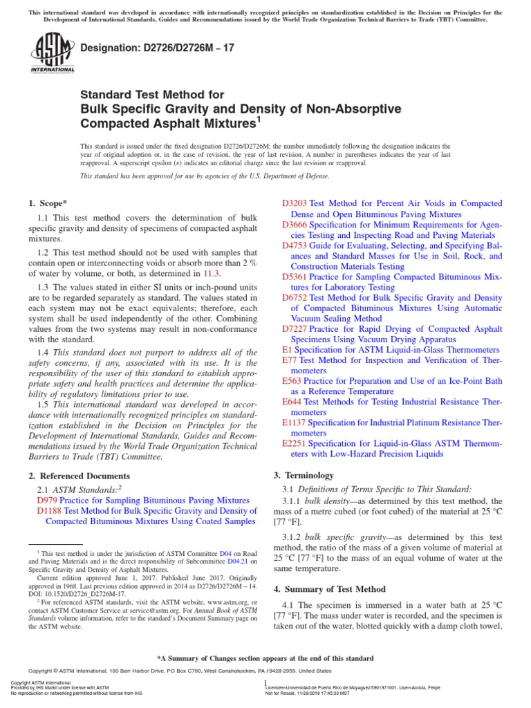 Astm D2726-17 | PDF | Density | Thermometer