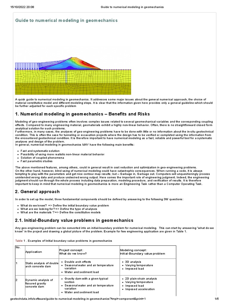 Numerical Modeling in Geomechanics Guide | PDF | Computer Simulation ...