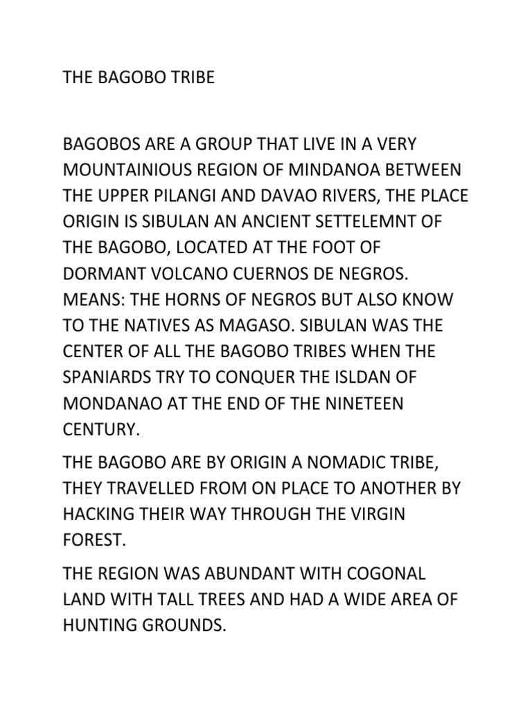 The Bagobo Tribe | PDF