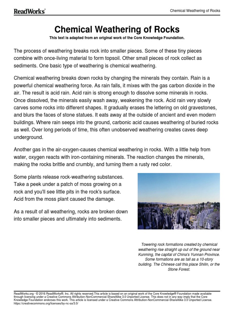 Chemical Weathering of Rocks | PDF | Weathering | Rock (Geology)